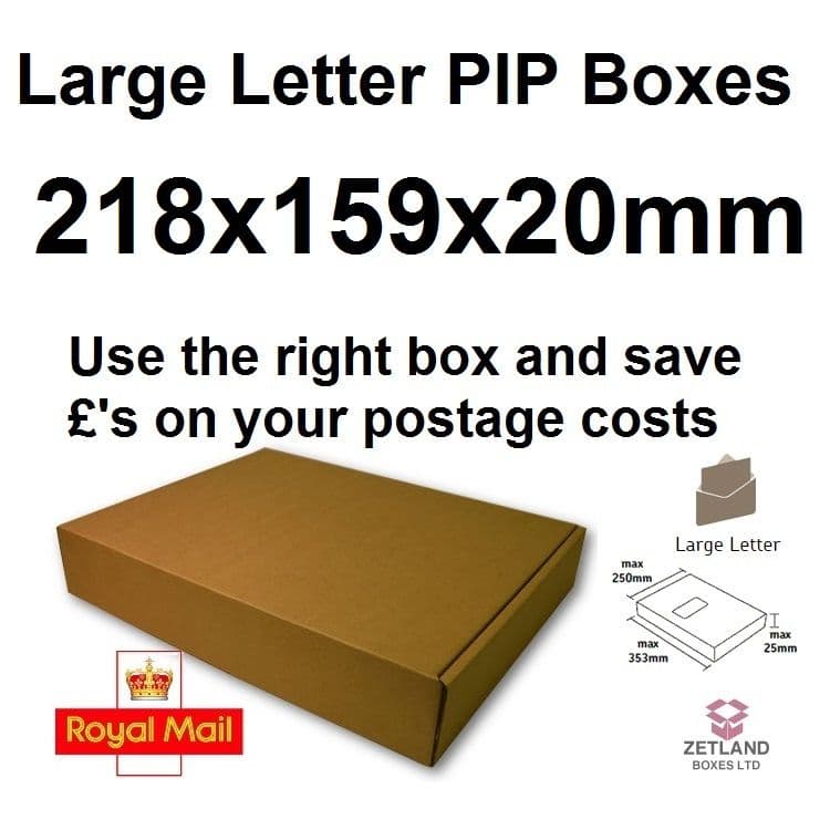 Large Letter Pip Box 218x159x20mm - 50 Pack - Die Cut