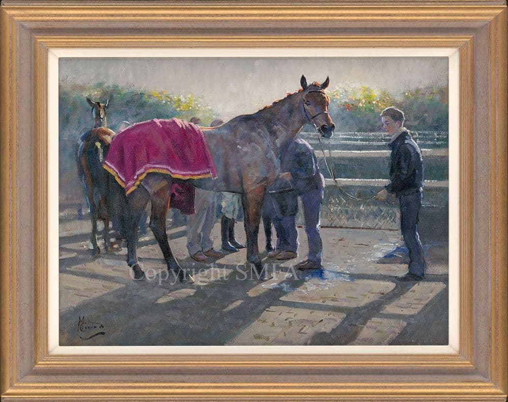 Cooling Off Original Horse Racing Scene by Malcolm Coward