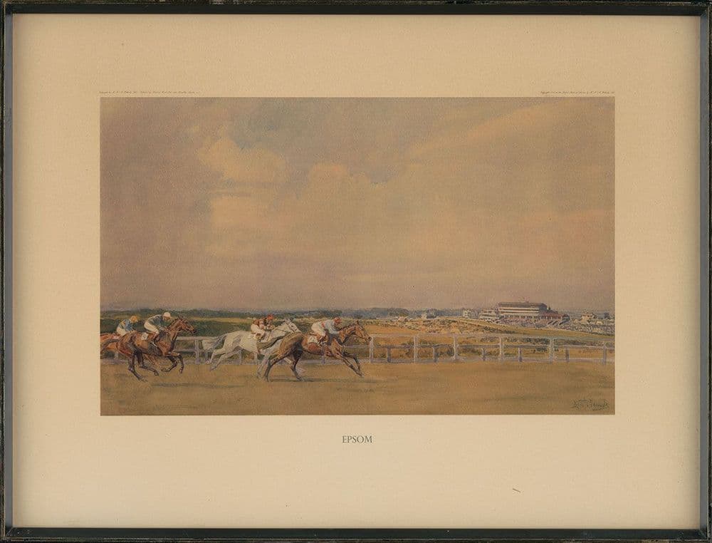 Epsom Ex-Display Framed Horse Racing Print by Lionel Edwards