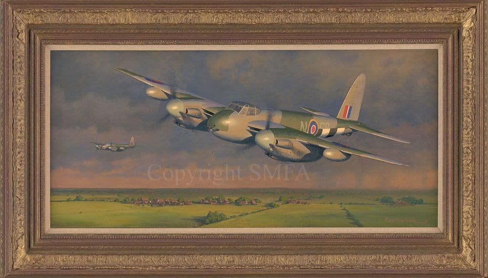Low Level Raiders Original Mosquito Aircraft Painting by Keith Woodcock