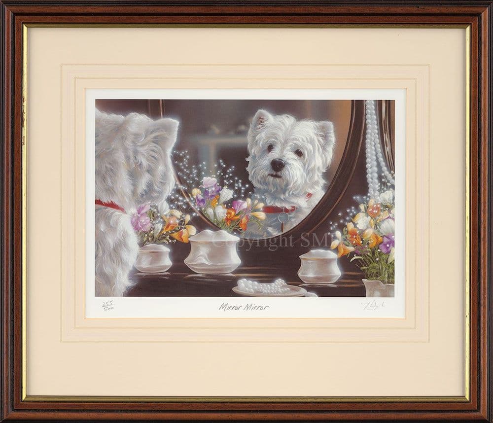 Mirror Mirror Ex-Display Framed Westie Print by Paul Doyle