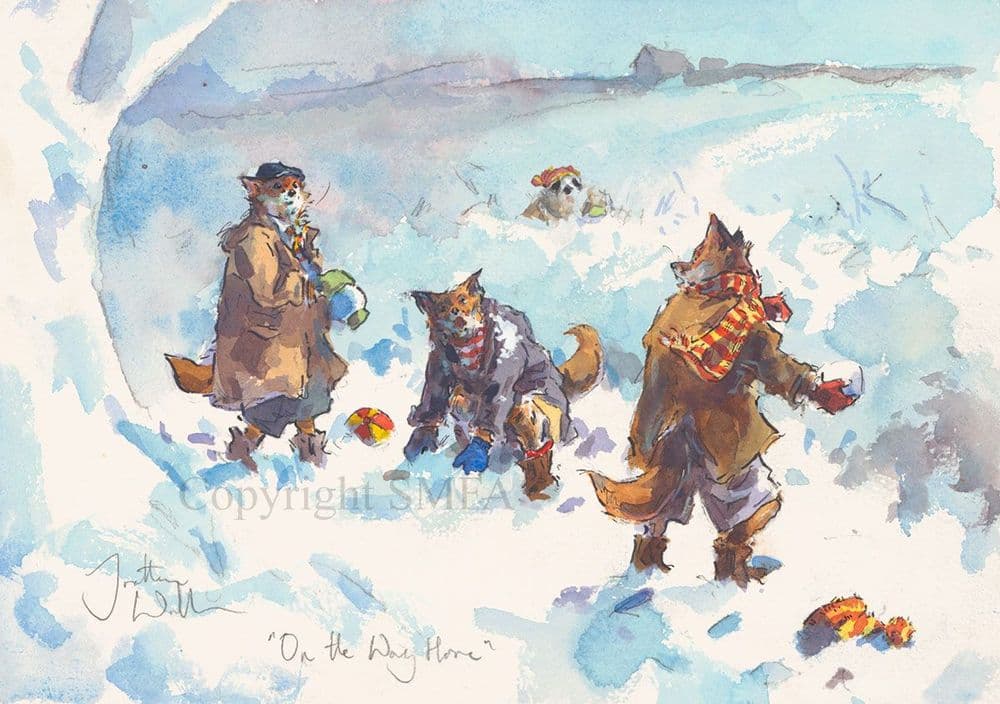 On The Way Home Original Funny Fox Painting by Jonathan Walker