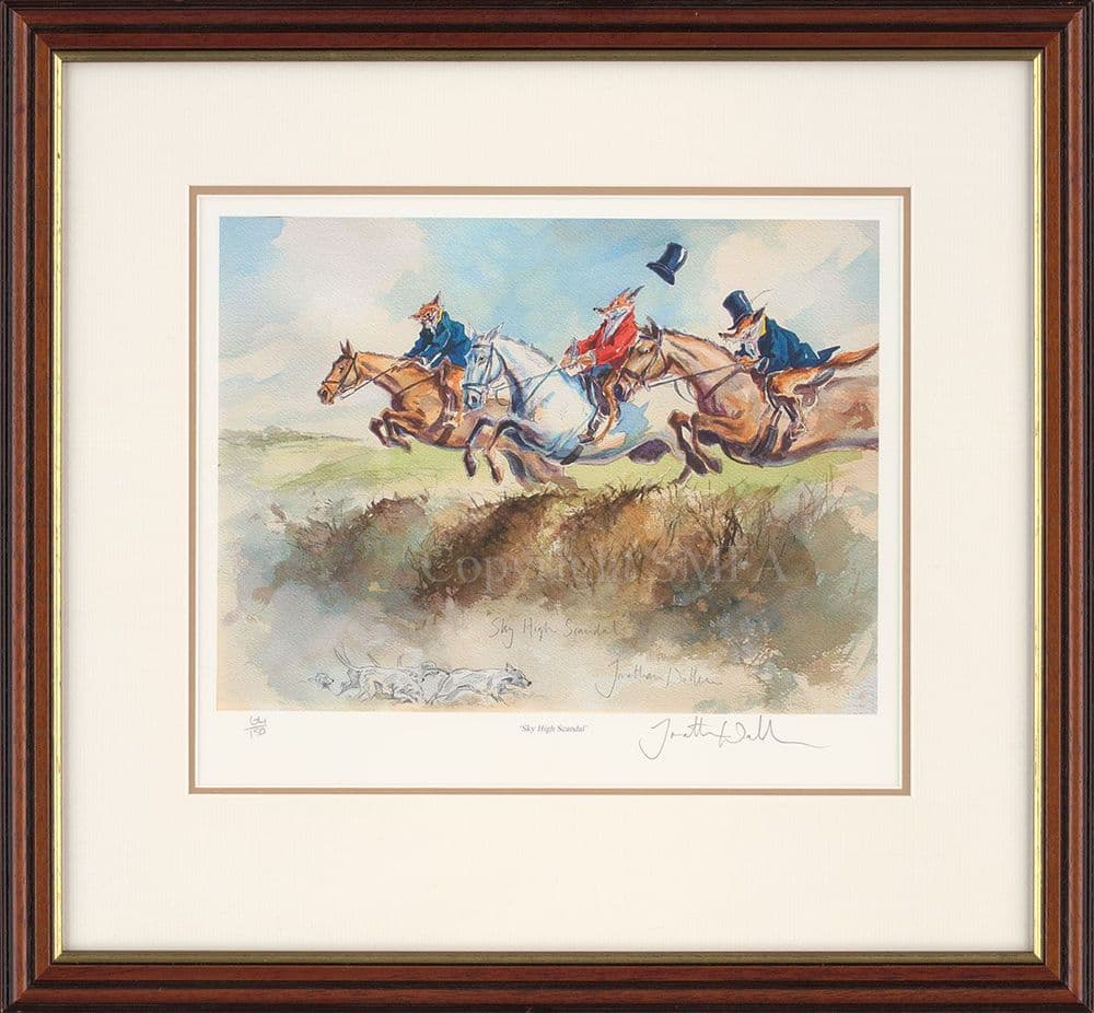 Sky High Scandal Ex-Display Humorous Fox Hunting Print by Jonathan Walker