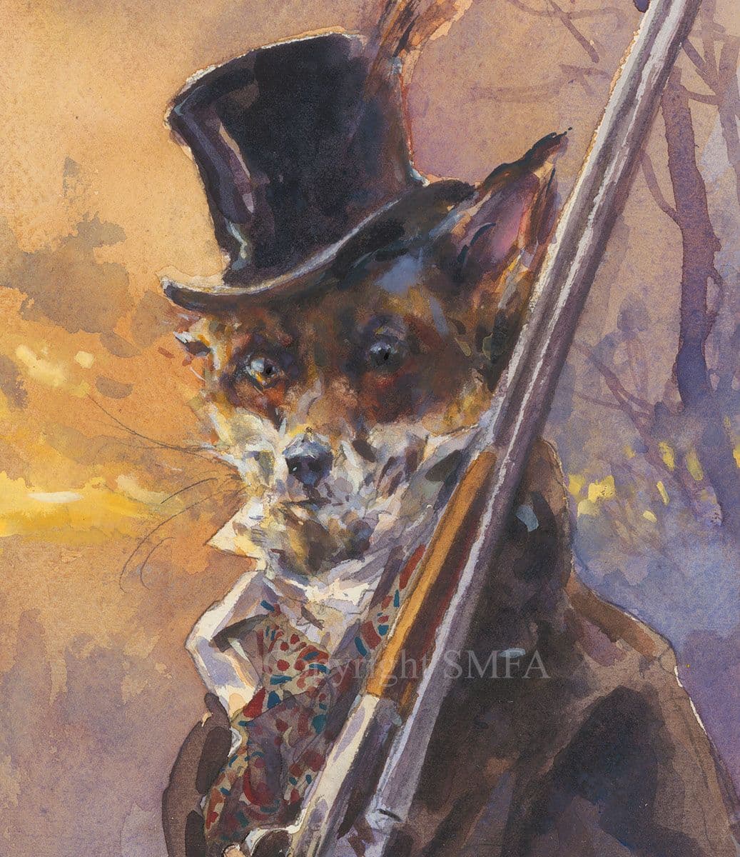 Sunset Shot Original Humorous Shooting Watercolour by Jonathan Walker