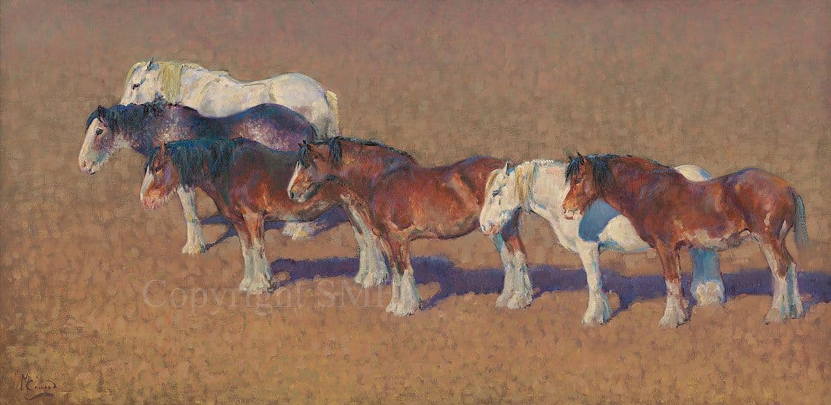 10 Waiting for Spring Original Clydesdale Horse Painting by Malcolm Coward