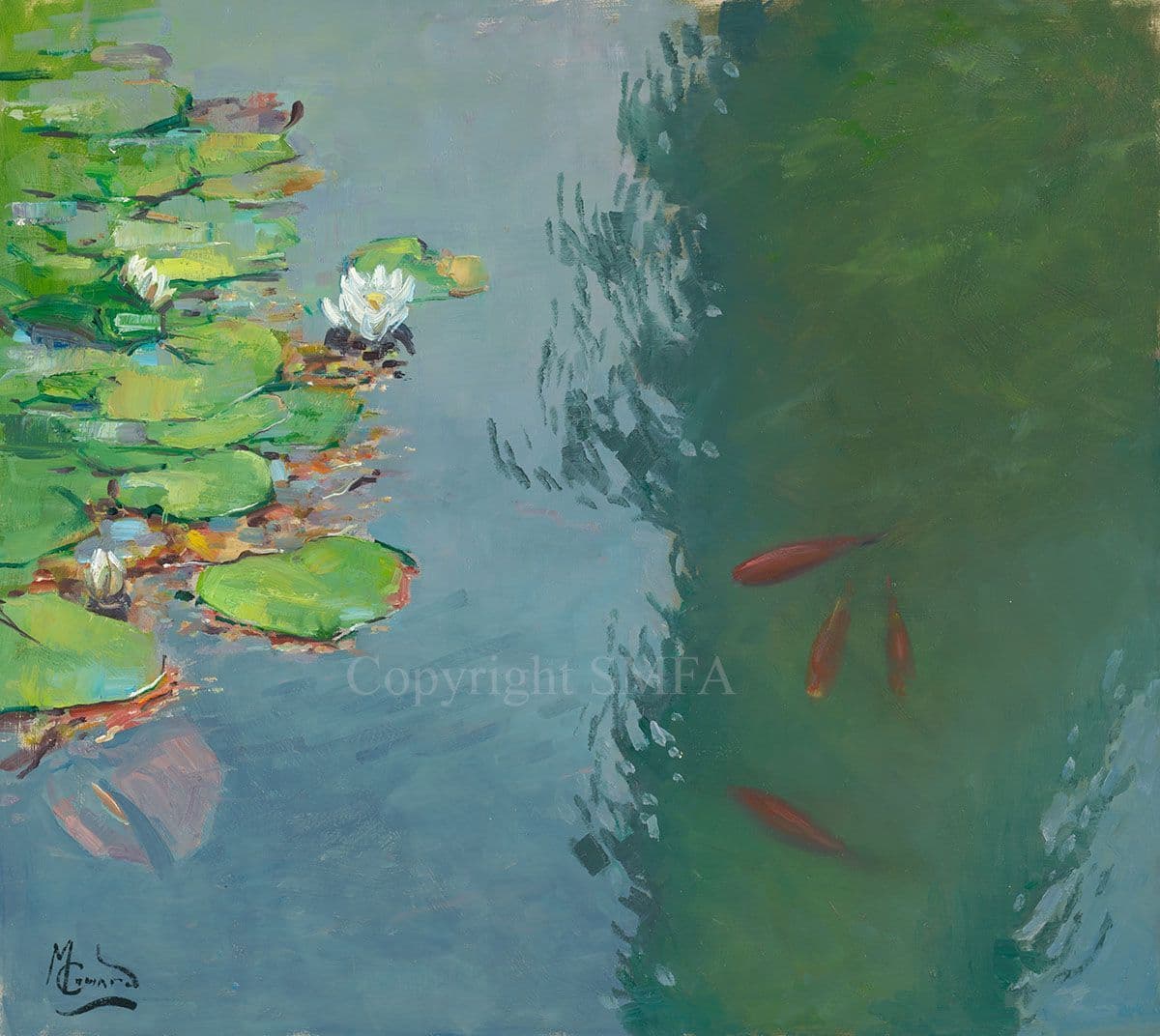 22 The Goldfish Pond Original Oil Painting by Malcolm Coward