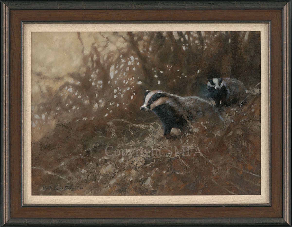 31 The Foraging Committee Original Badger Painting by Mick Cawston