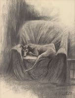 55 SOLD Chilling Original Lurcher Charcoal Drawing by Mick Cawston