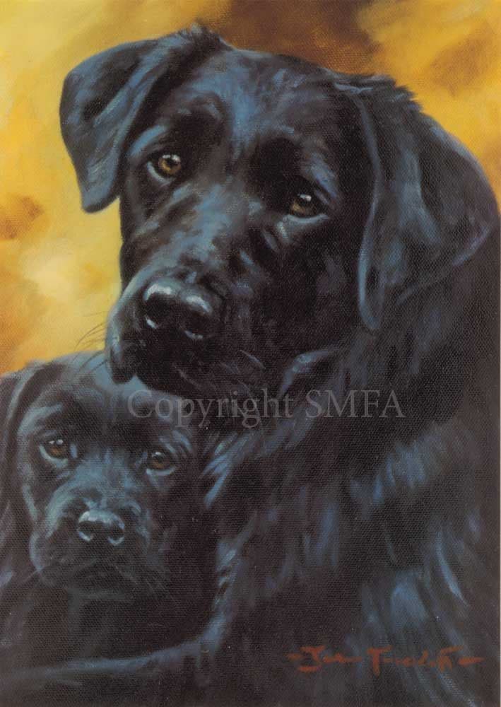 Black Labrador Greeting Card Safe and Secure by John Trickett C115