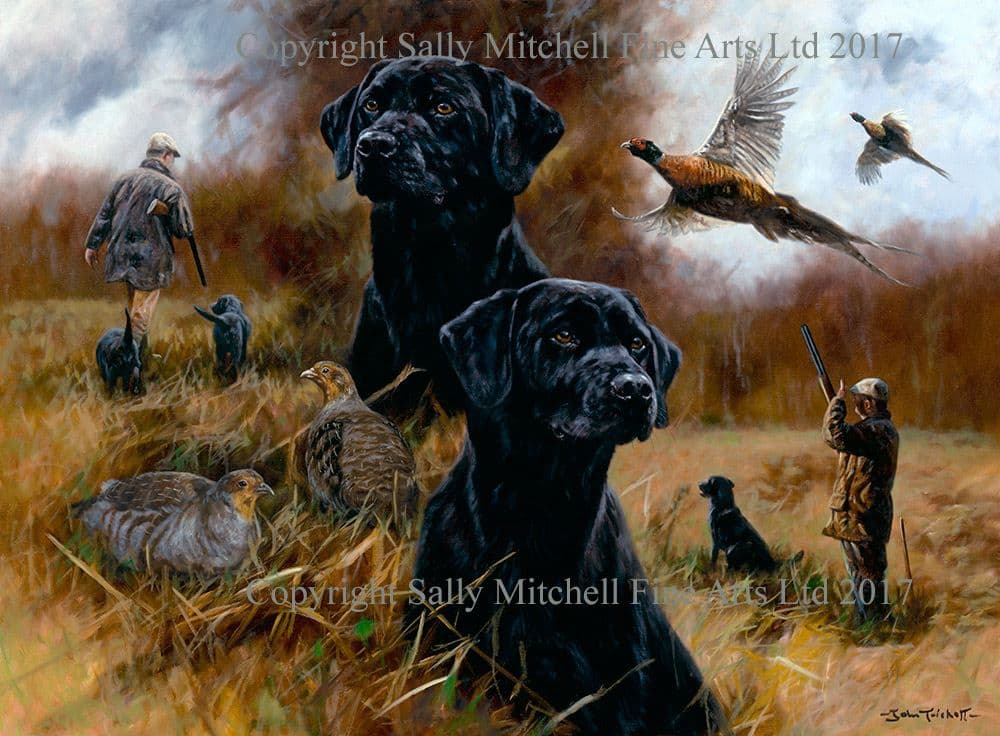 Black Labrador Limited Edition Print Shooting Days by John Trickett