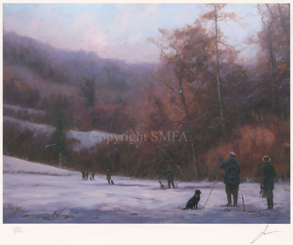 Down The Line Ex-Display Mounted Game Shooting Print by John Trickett