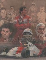 Formula One Original Pastel Ayrton Senna by Stephen Doig