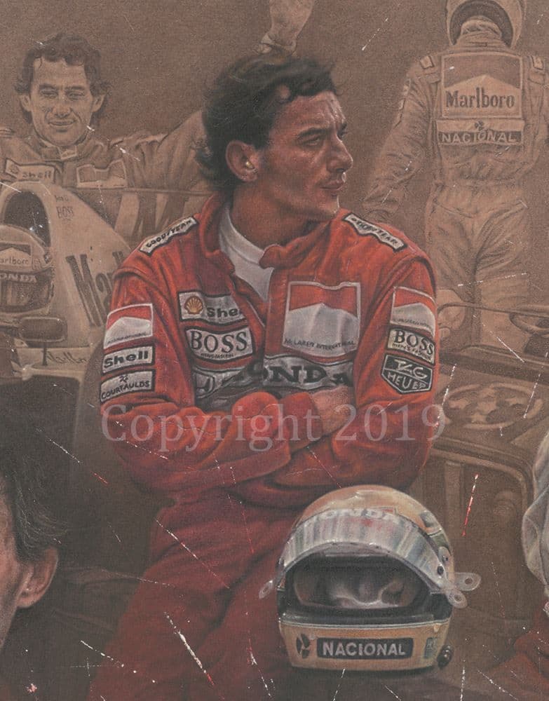 Formula One Original Pastel Ayrton Senna by Stephen Doig