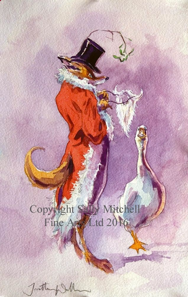 Fox and Goose Humorous Christmas Cards Under The Mistletoe by Jonathan ...