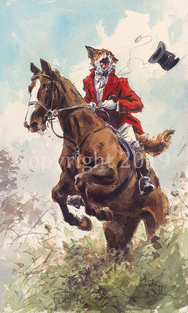Fox Humorous Hunting Limited Edition Print Field Fox by Jonathan Walker