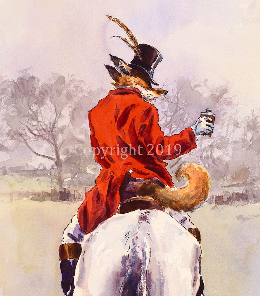 Fox Humorous Hunting Limited Edition Print Fortified Fox by Jonathan Walker