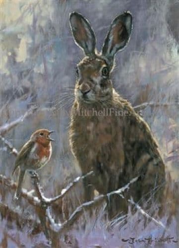 Hare and Robin Christmas Cards Christmas Pals by John Trickett C517X