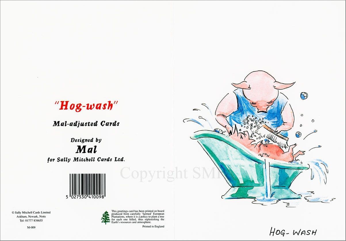 Humorous Pig Card Hog Wash by Malcolm Coward
