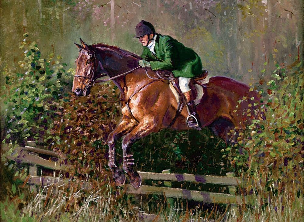 Hunting Blank Greetings Card Over the Fence by Malcolm Coward C262