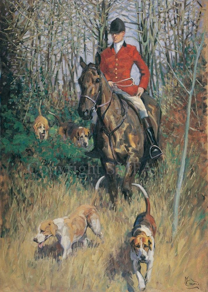 Hunting Blank Greetings Card The Huntsman by Malcolm Coward C94