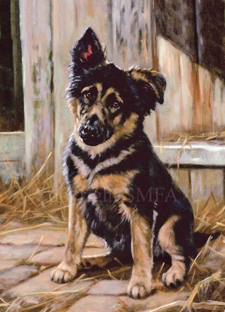Listen and Learn GSD Black Greetings Card C286
