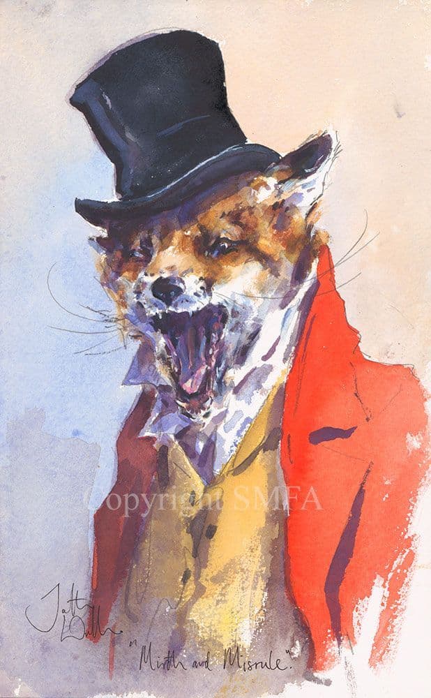 Mirth and Misrule Original Humorous Fox Painting by Jonathan Walker