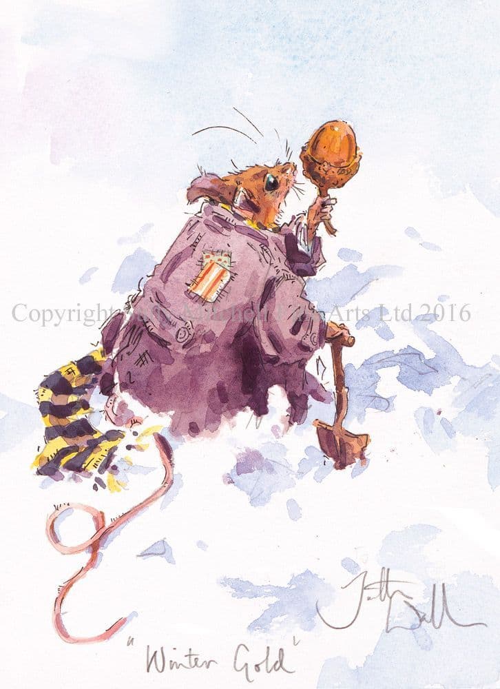 Mouse Humorous Christmas Cards Winter Gold by Jonathan Walker C422X