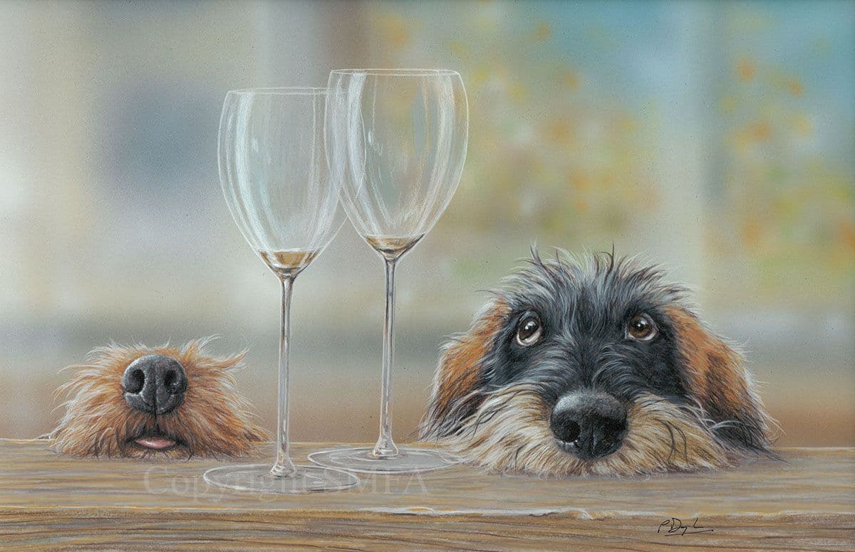 No 27 Table Manners Original Dachshund Painting by Paul Doyle