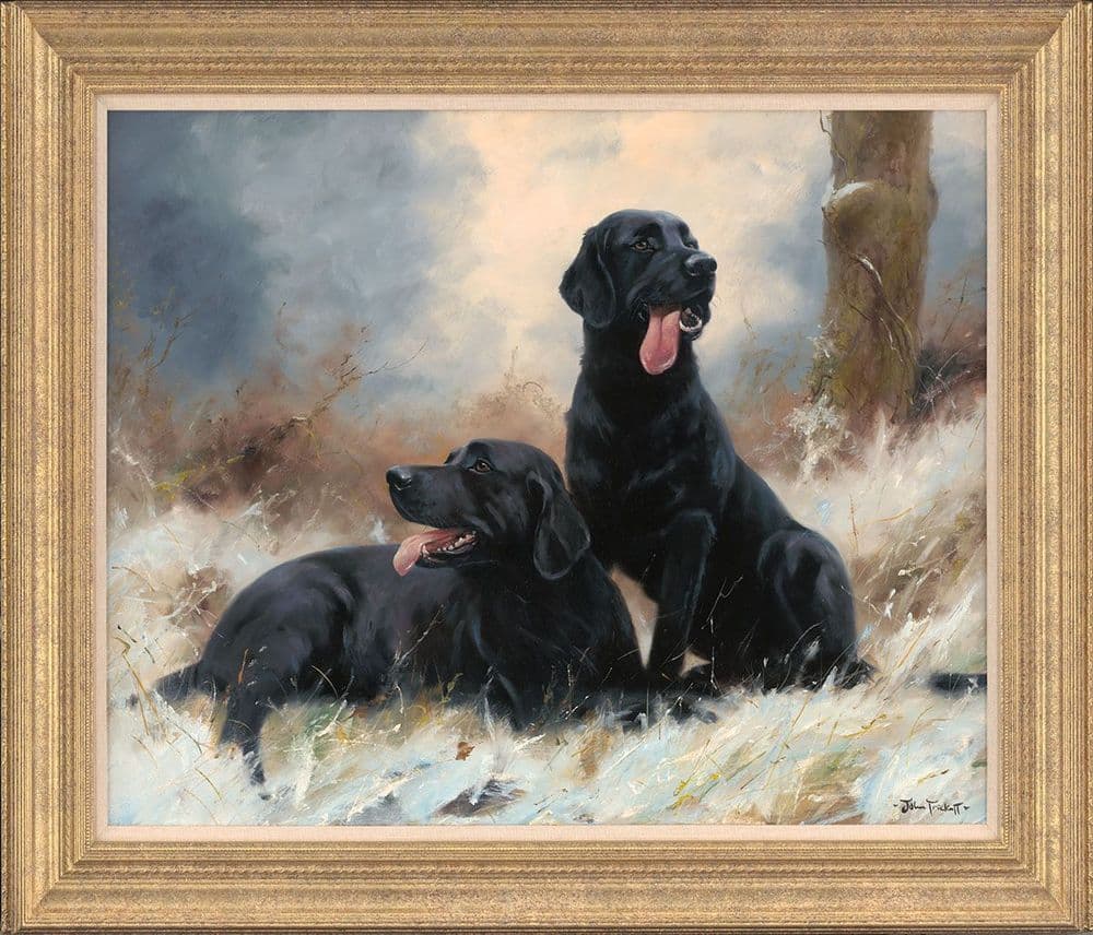 No 6 Labradors Original Black lab Painting by John Trickett