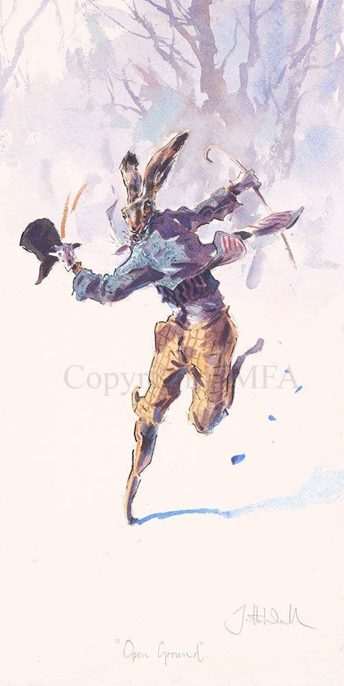 Open Ground Original Humorous Hare Painting by Jonathan Walker
