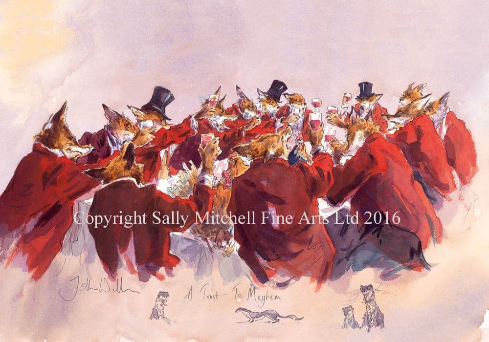 Out Of Stock Fox Funny Hunting Christmas Cards A Toast to Mayhem by ...
