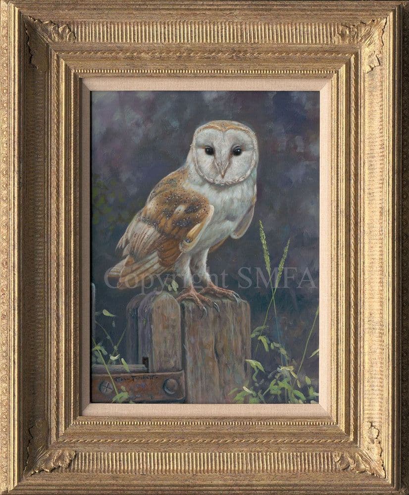 SOLD On Watch Original Barn Owl Painting by John Trickett