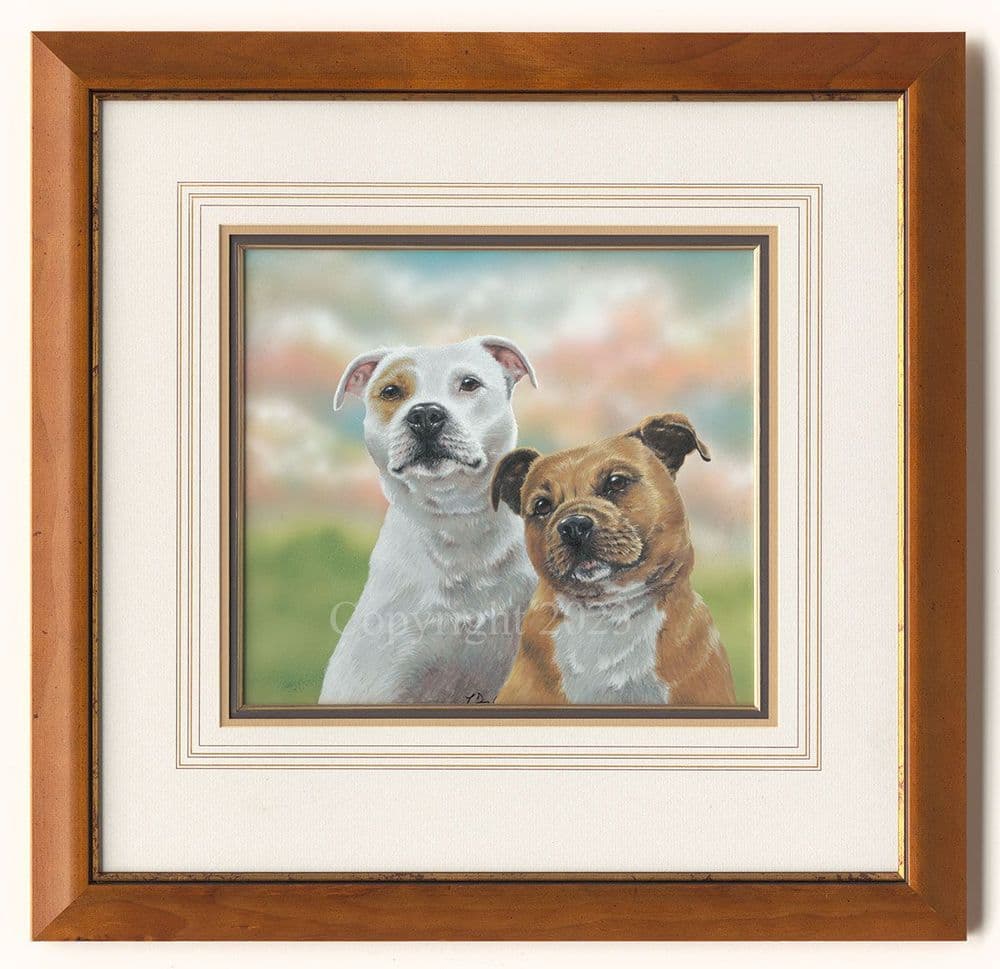 Staffies Original Mixed Media Painting by Paul Doyle