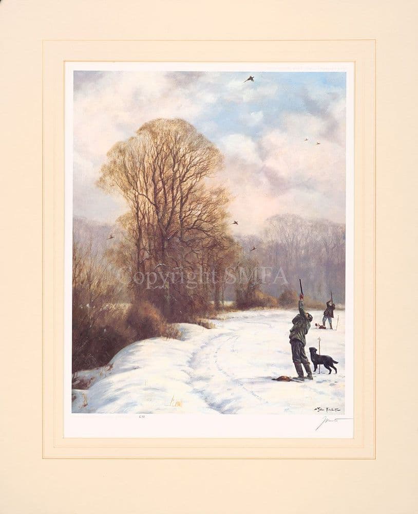 The High Bird Ex-Display Mounted Game Shooting Print by John Trickett