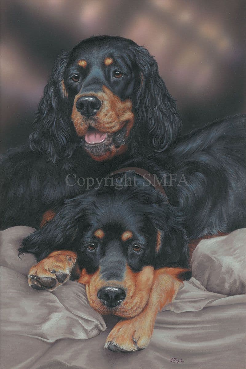 Trouble and Strife Original Gordon Setter Painting