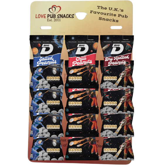 BIG D Card of 12 Mixed - 4xSalted - 4xDry Roasted - 4xChilli