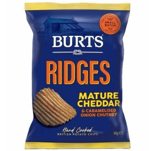 BURTS RIDGES Cheddar & Caramelised Onion Chutney Crisps