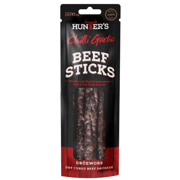 HUNTERS Chilli Garlic Beef Sticks Droewors 10x40g