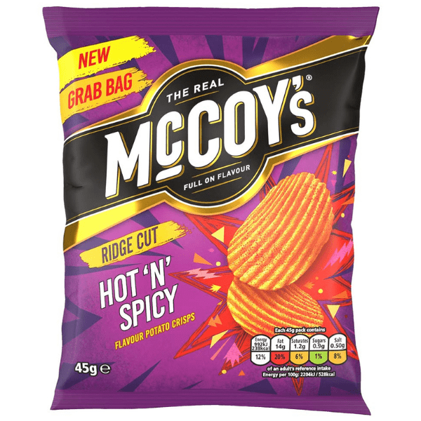 McCOY S Hot & Spicy Ridged Crisps 36x45g
