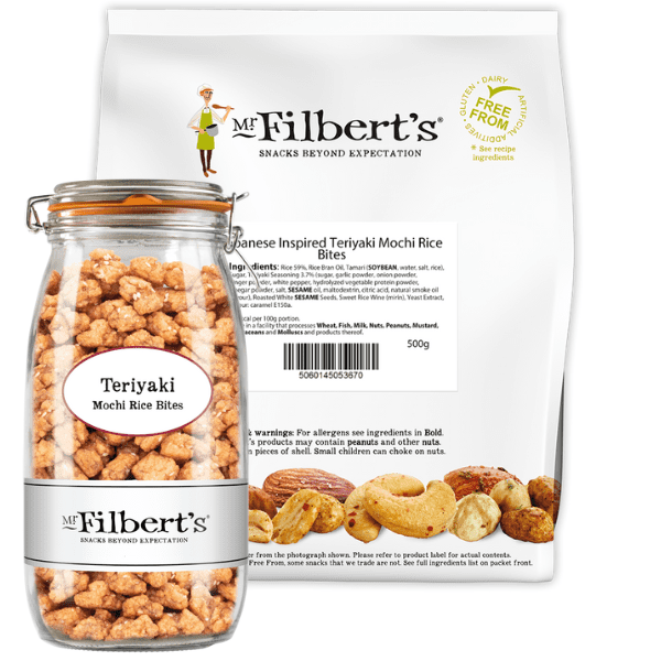 MR FILBERTS Japanese Teriyaki Mochi Bites Bulk Bag 500g