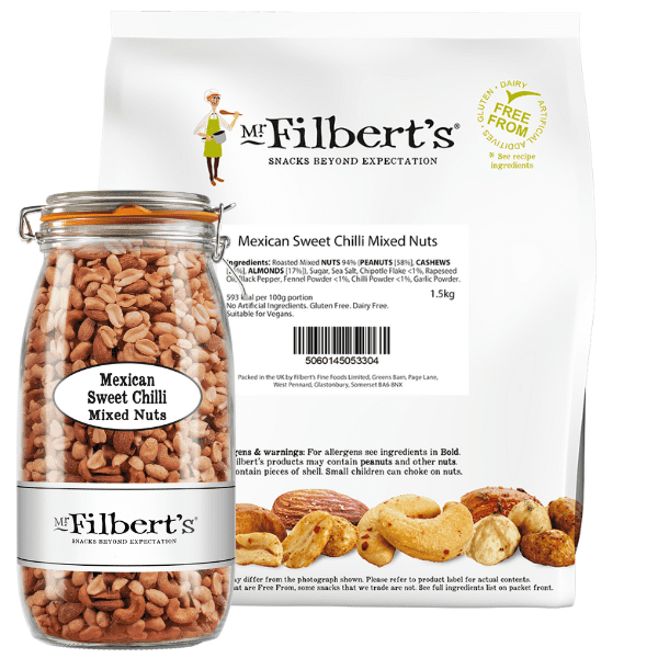 MR FILBERTS Mexican Sweet Chilli Mixed Nuts 1 5kg Bulk Bag