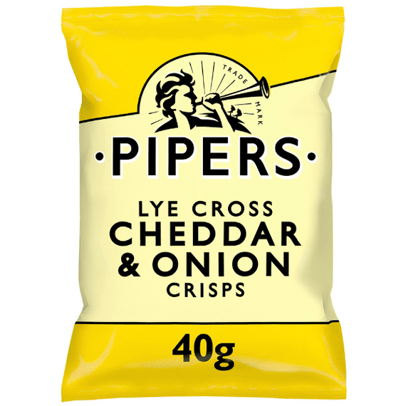 PIPERS Lye Cross Cheddar & Onion Crisps 24x40g