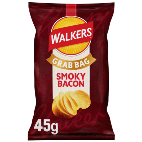 WALKERS Smoky Bacon Crisps Grab Bag 32x45g