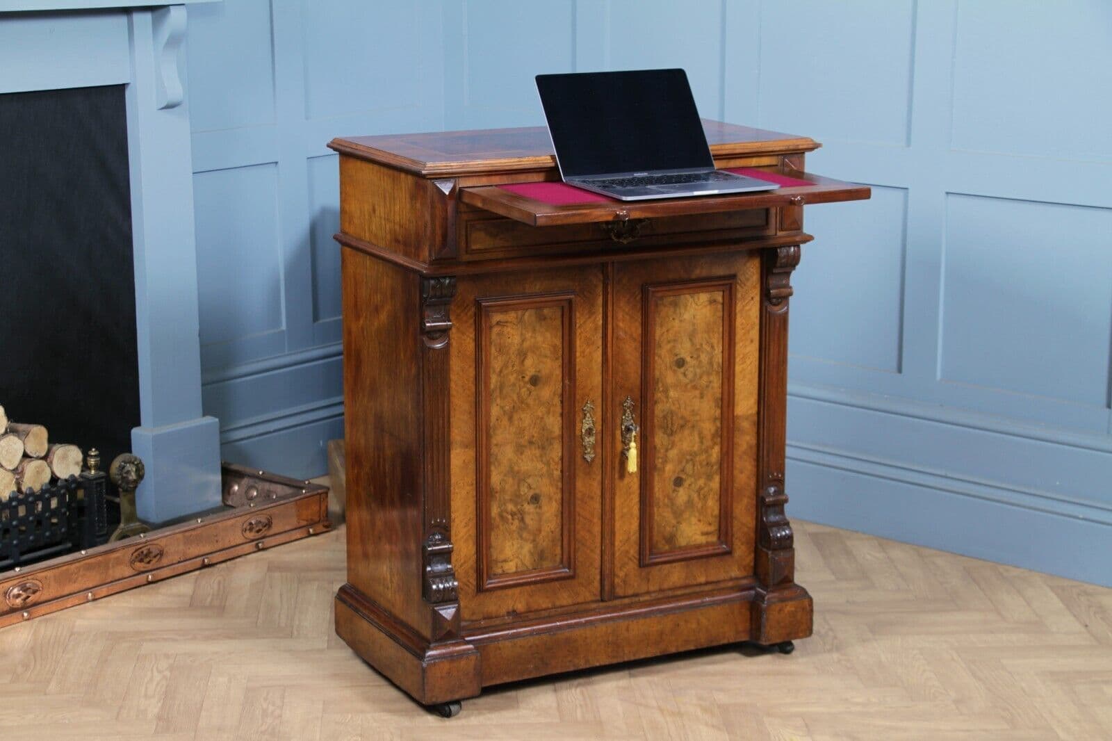 Antique 19th Century French Burr Walnut Secretaire Writing Cupboard ...