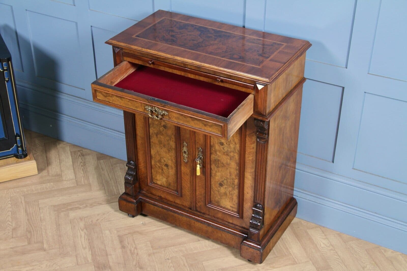 Antique 19th Century French Burr Walnut Secretaire Writing Cupboard ...