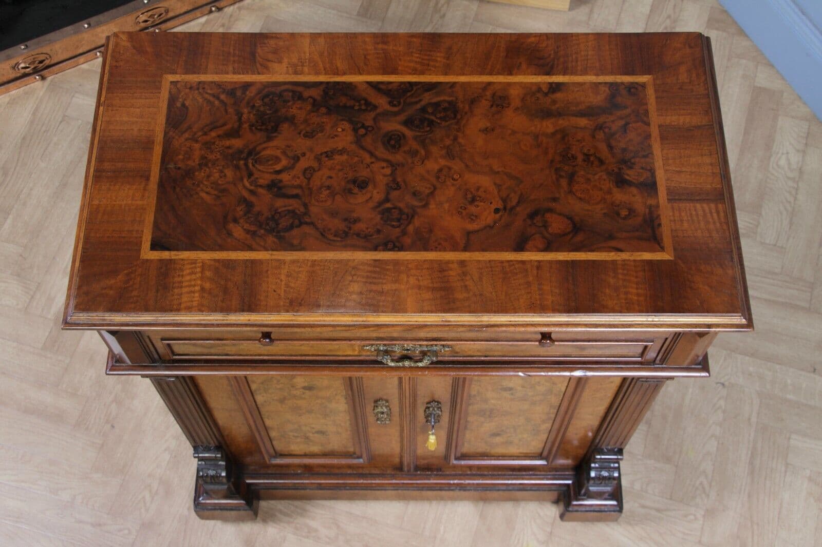 Antique 19th Century French Burr Walnut Secretaire Writing Cupboard ...