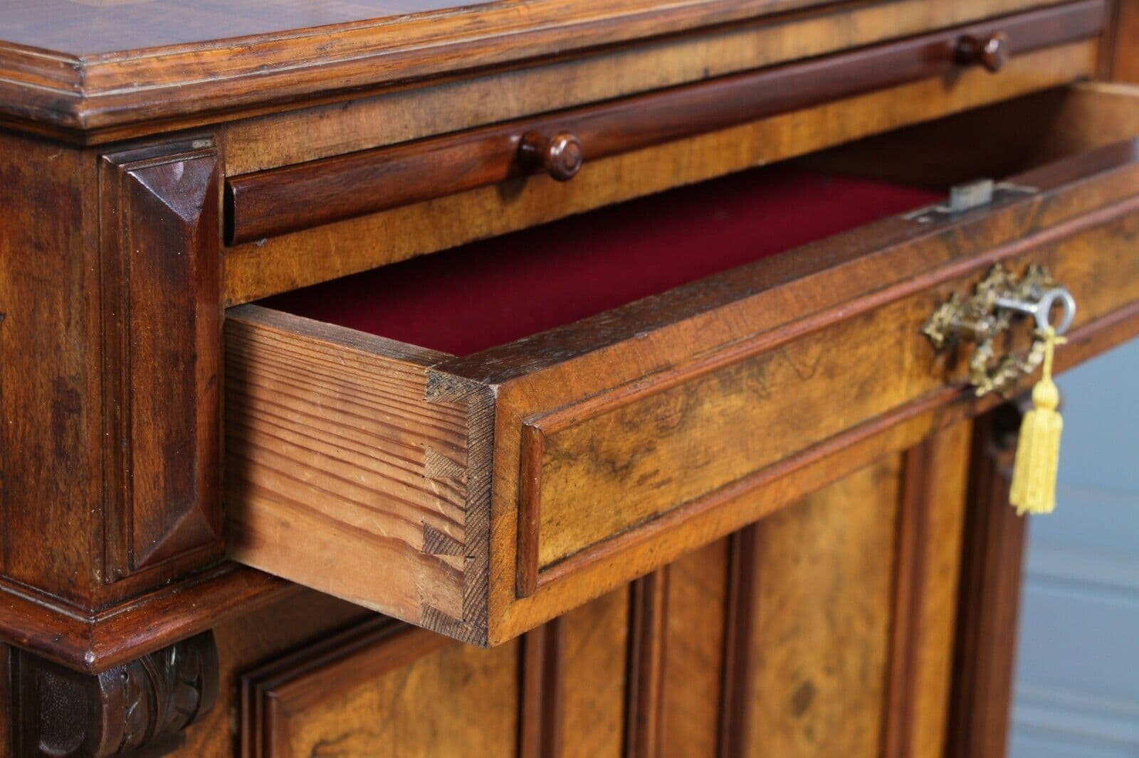 Antique 19th Century French Burr Walnut Secretaire Writing Cupboard ...