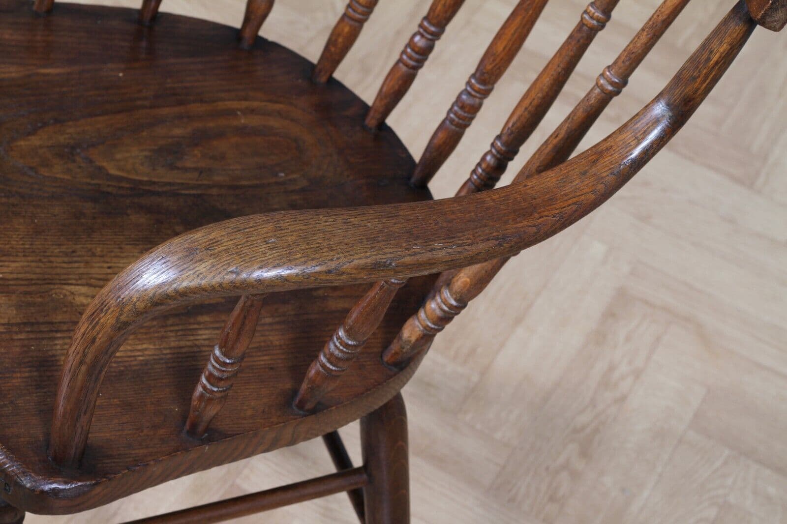 Antique American Oak Bentwood Spindle Back Office Desk Armchair Elbow ...