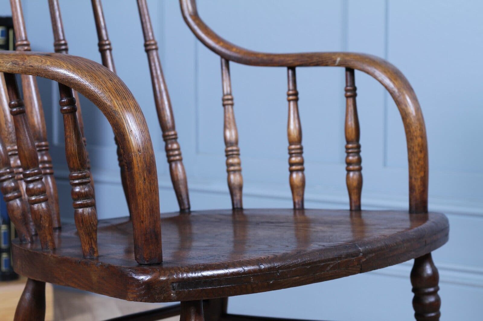 Antique American Oak Bentwood Spindle Back Office Desk Armchair Elbow ...