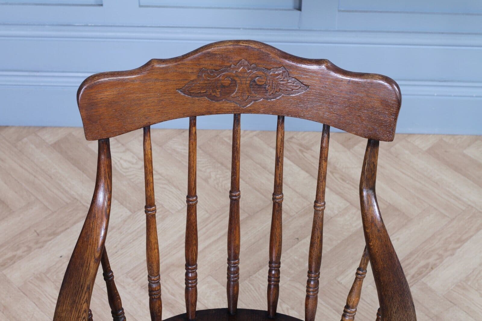 Antique American Oak Bentwood Spindle Back Office Desk Armchair Elbow ...